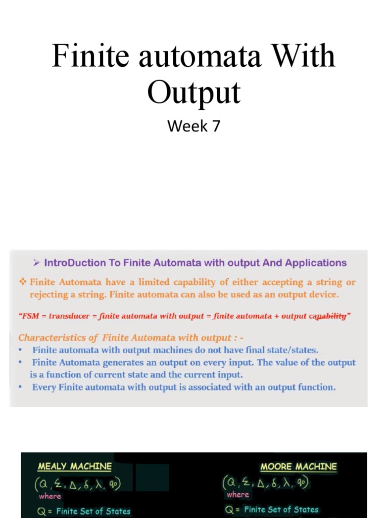 Finite Automata With Output: Week 7 | PDF