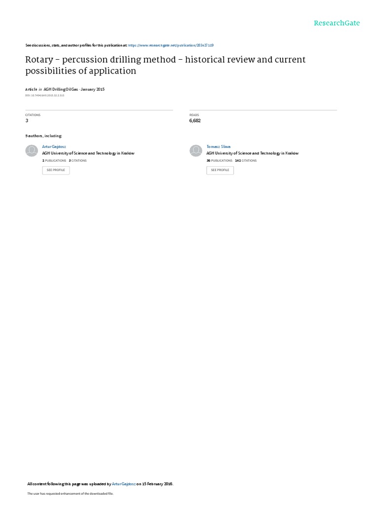 Rotary - Percussion Drilling Method - Historical R | PDF | Drilling Rig ...