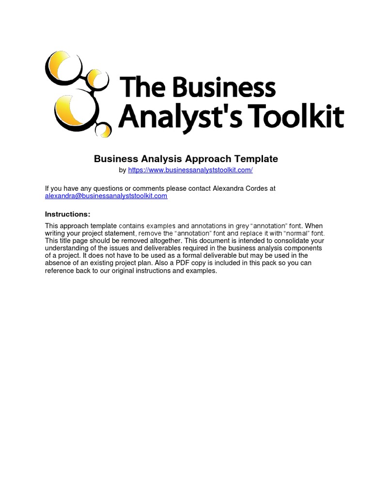 Business Analysis Approach Template: Instructions | PDF | Business ...