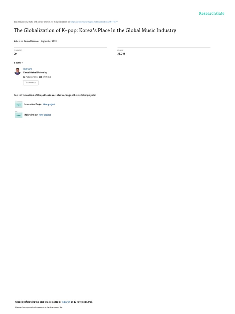 Globalization of K-Pop | PDF | South Korea | World Politics