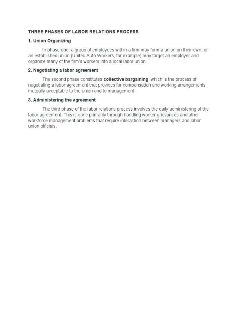 Three Phases of Labor Relations Process Placides | PDF