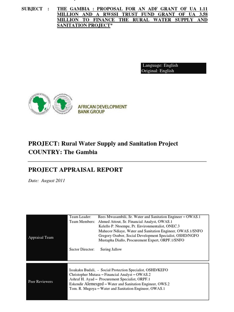 Gambia Rural Water Project | PDF | Water Supply And Sanitation In ...
