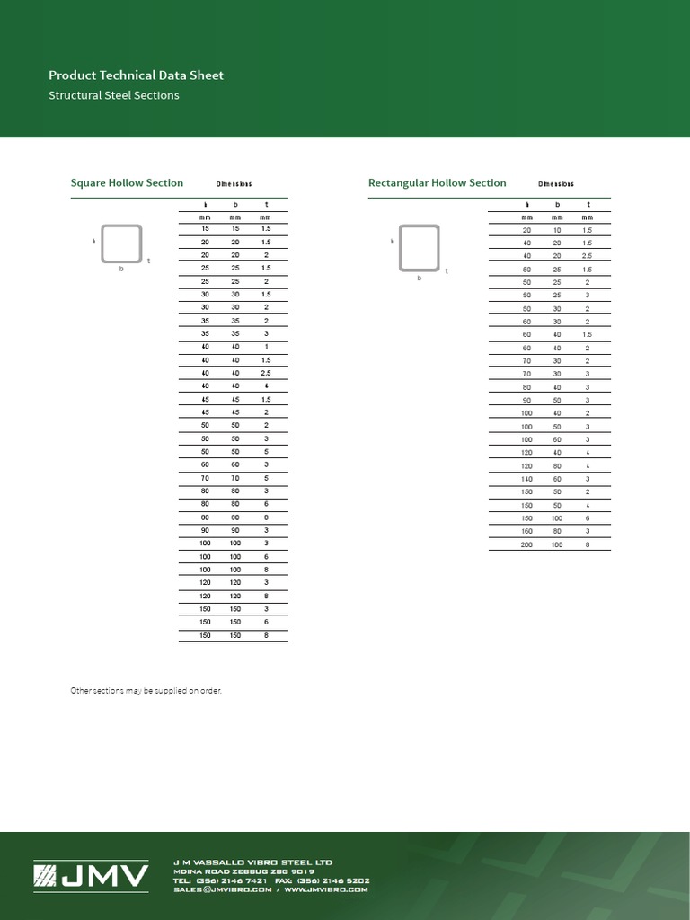 Product Technical Data Sheet: Structural Steel Sections | PDF ...
