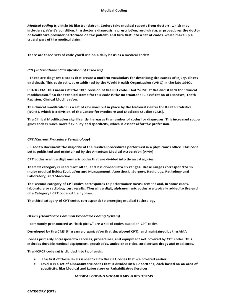 Medical Coding Summary | PDF | International Statistical Classification ...