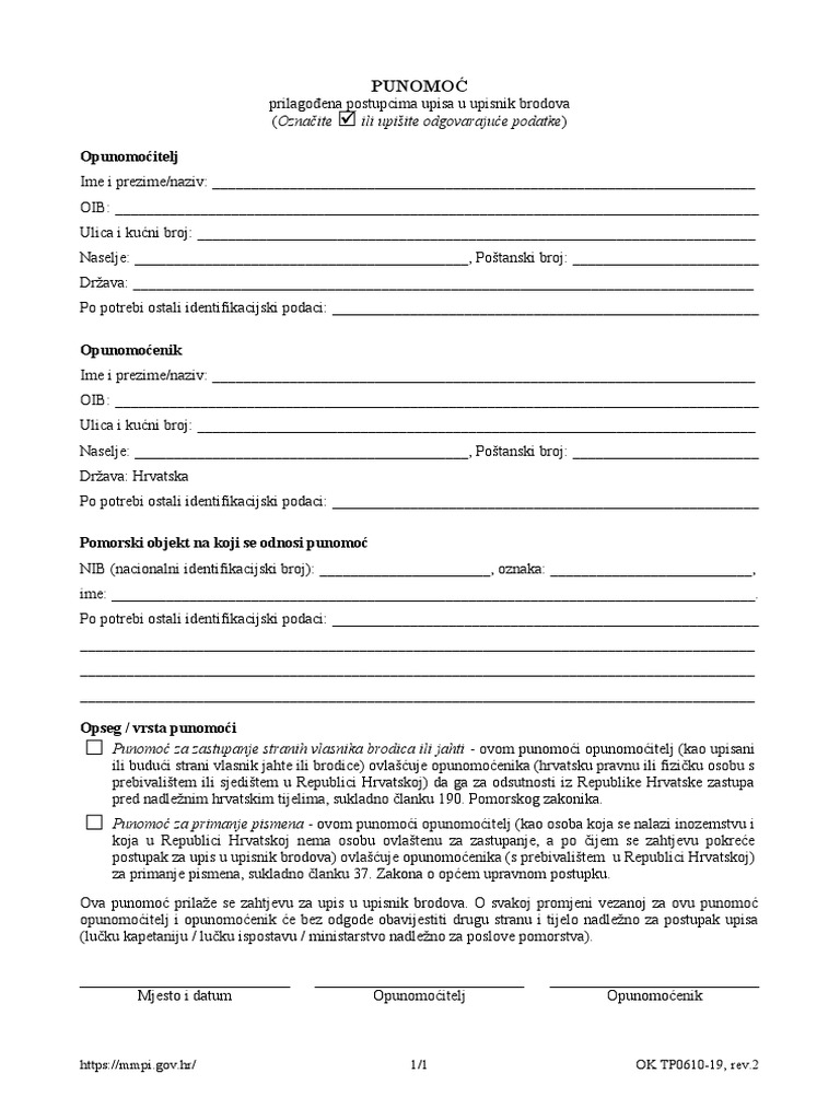 Obrazac Punomoci 2-1 - 20 | PDF