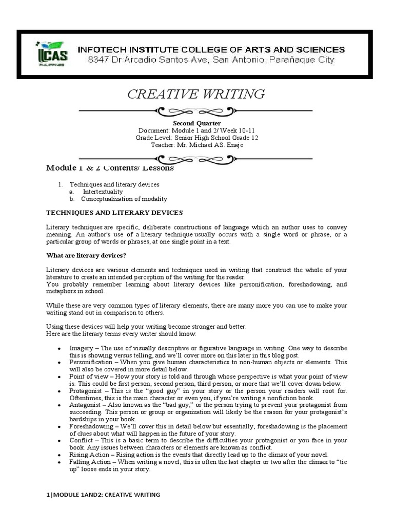 Modality in Creative Writing Module | PDF | Narration | Linguistics