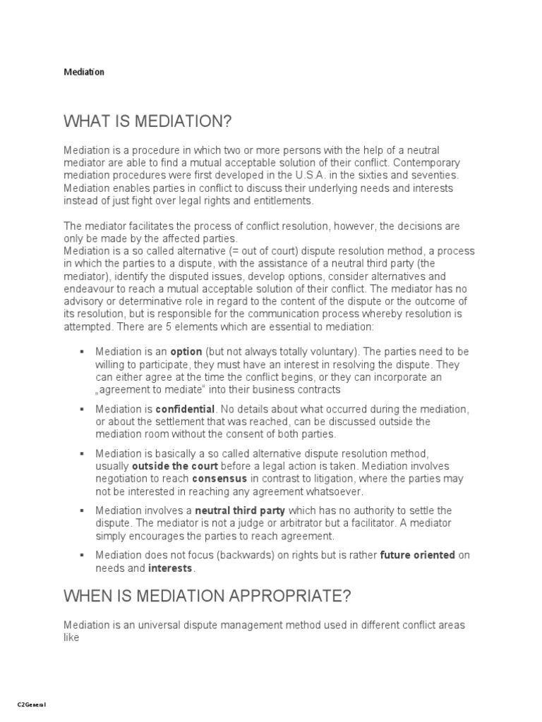 What Is Mediation? | PDF | Mediation | Policy