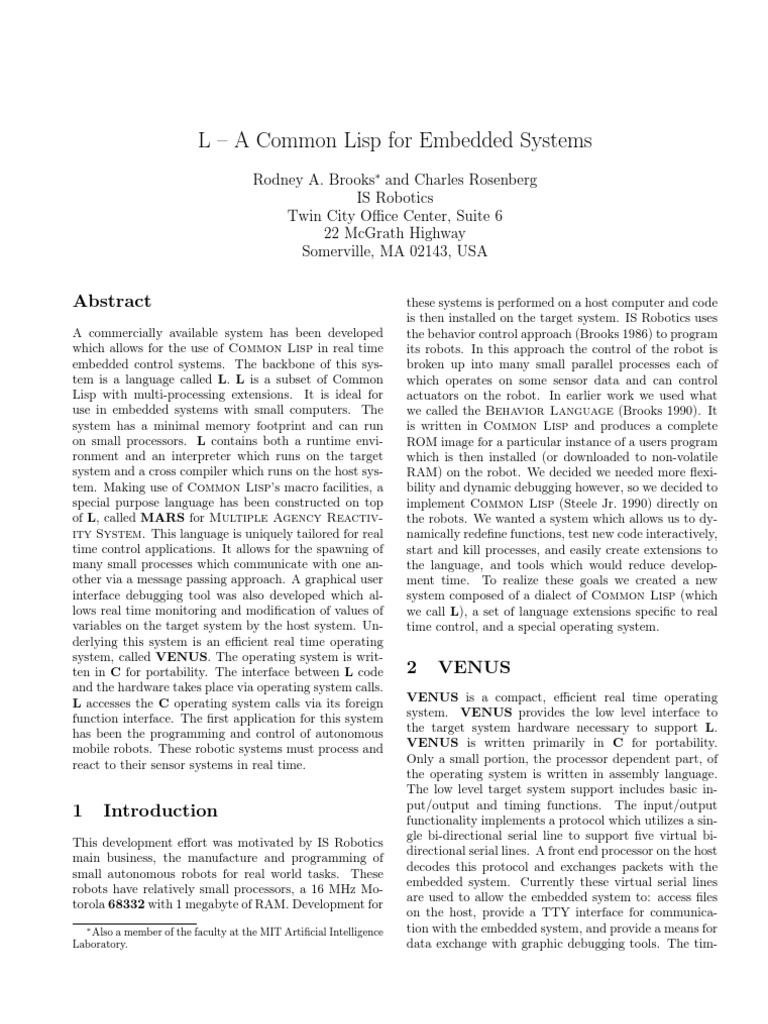 L - A Common Lisp For Embedded Systems | PDF | Thread (Computing ...