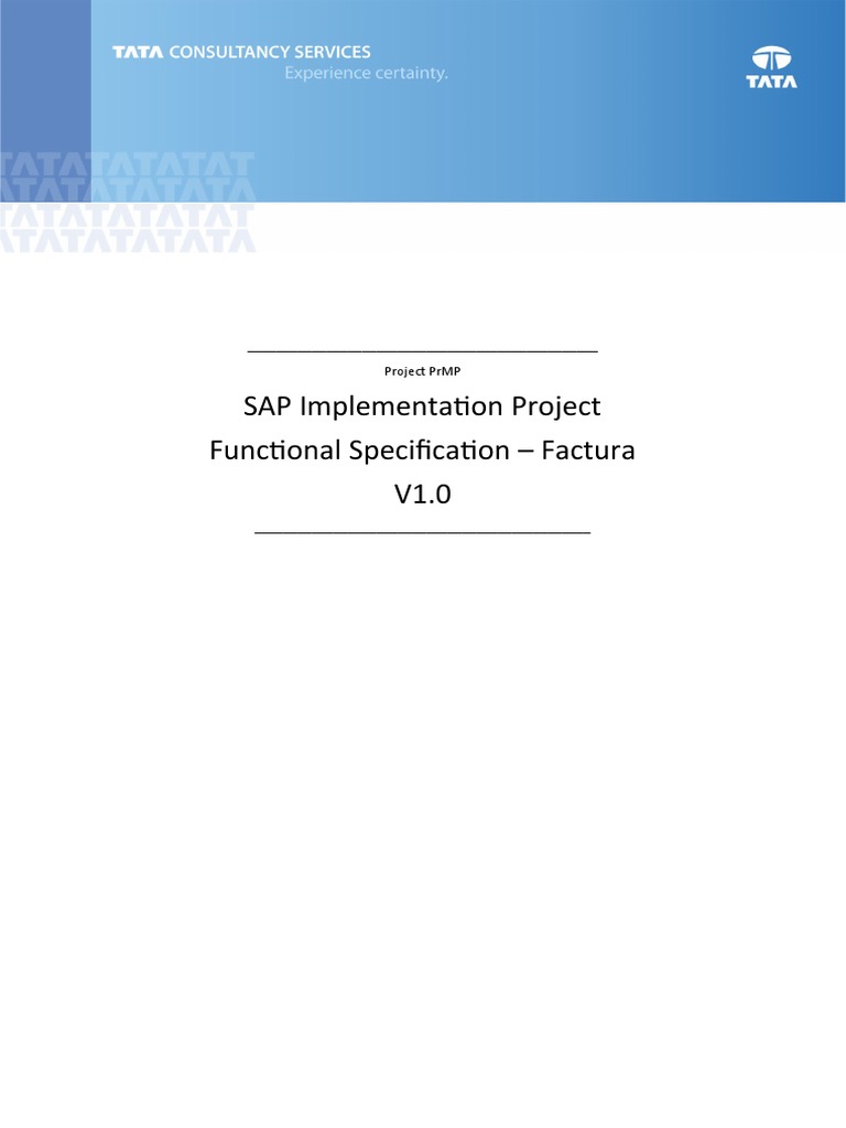 SAP Implementation Project Functional Specification - Factura V1.0 ...