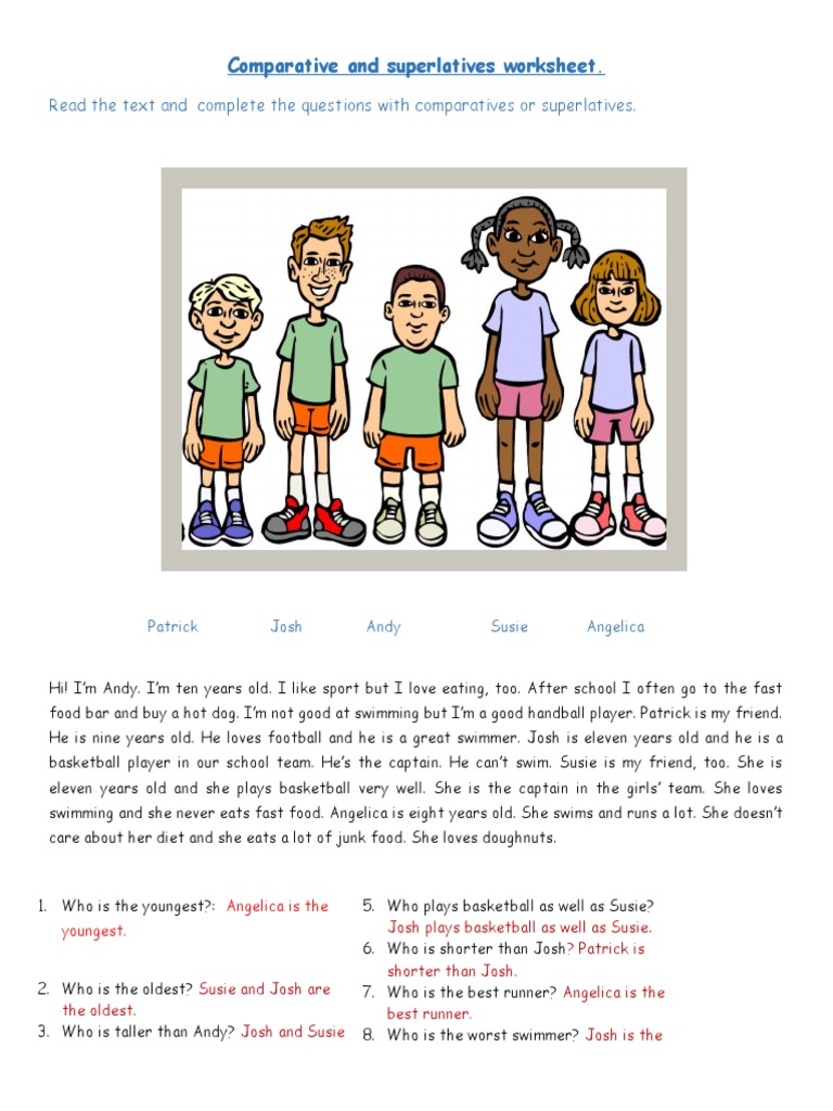 Comparative and Superlatives Worksheet | PDF | Foods