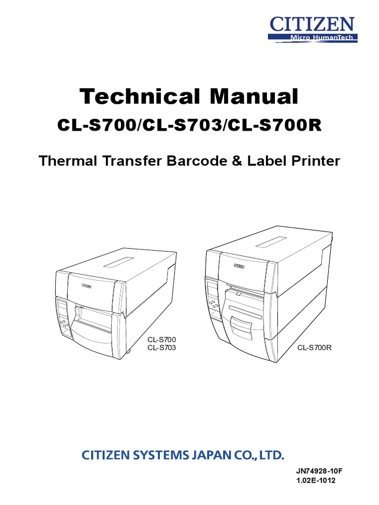 CITIZEN - CL-S700 - Tech MANUAL PDF | PDF | Electric Motor | Printer ...