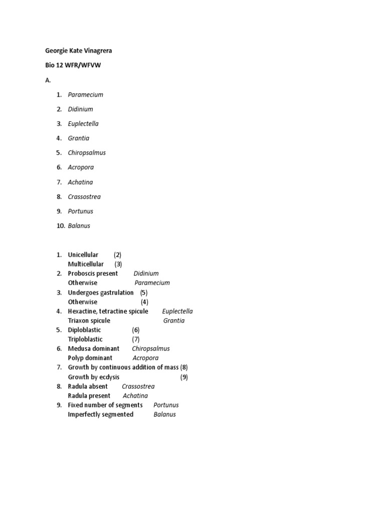 Dichotomous Key (Exercise) | PDF