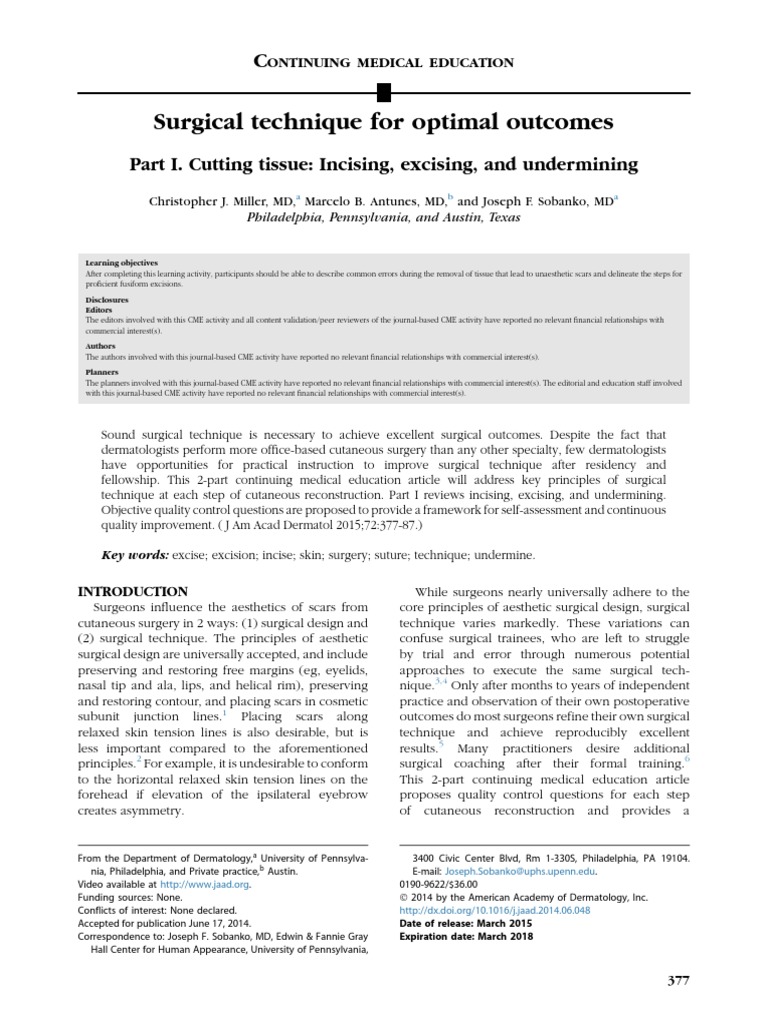Surgical Technique For Optimal Outcomes | PDF