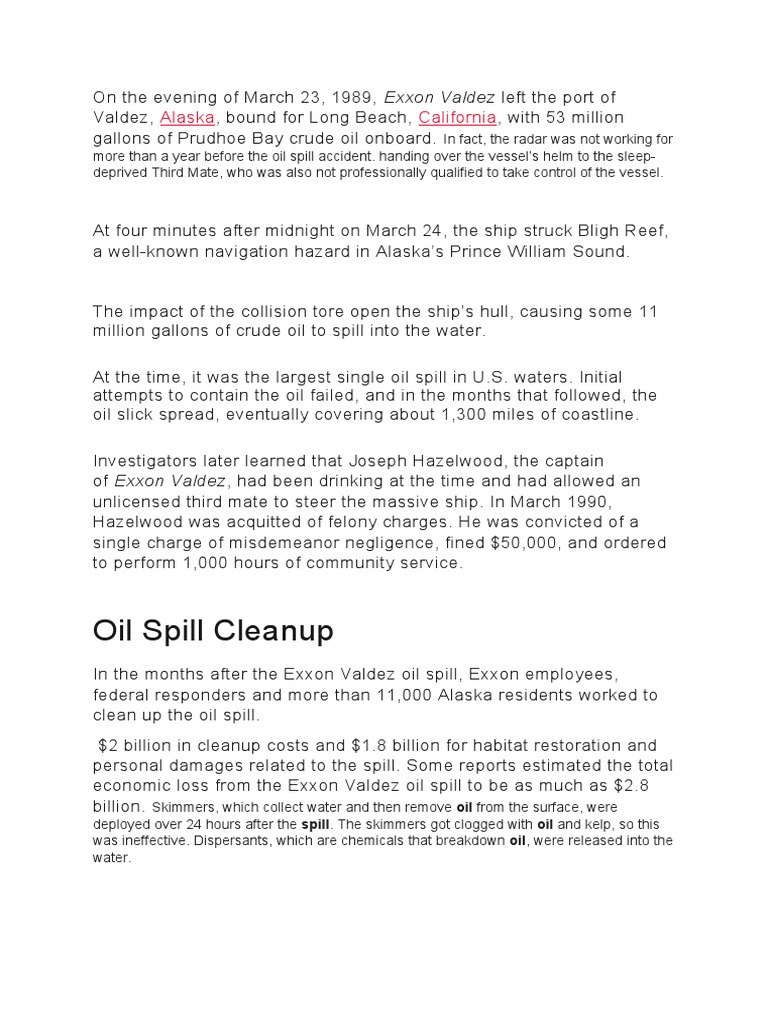 Safety Exxon Valdez Oill Spill | PDF | Oil Spill | Pollution
