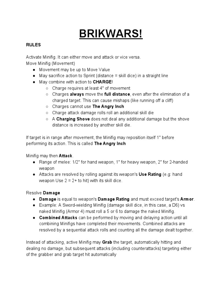 Brikwars Core Rules Overview | PDF | Shield | Military Science