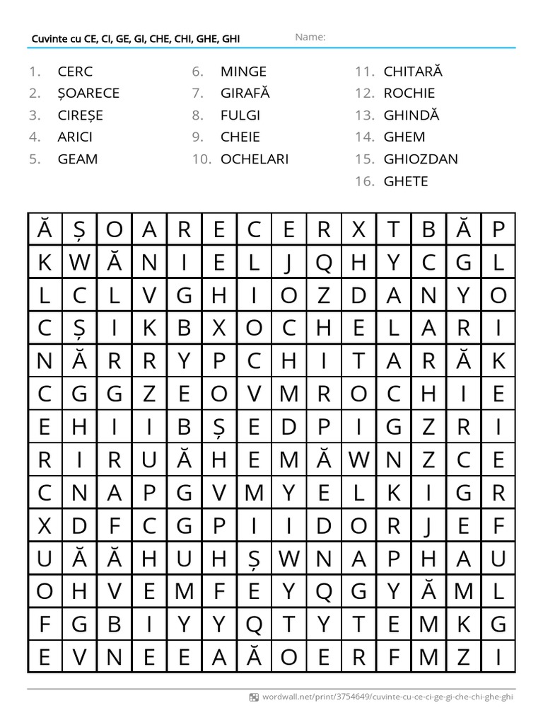 Cuvinte Cu Ce Ci Ge Gi Che Chi Ghe Ghi | PDF