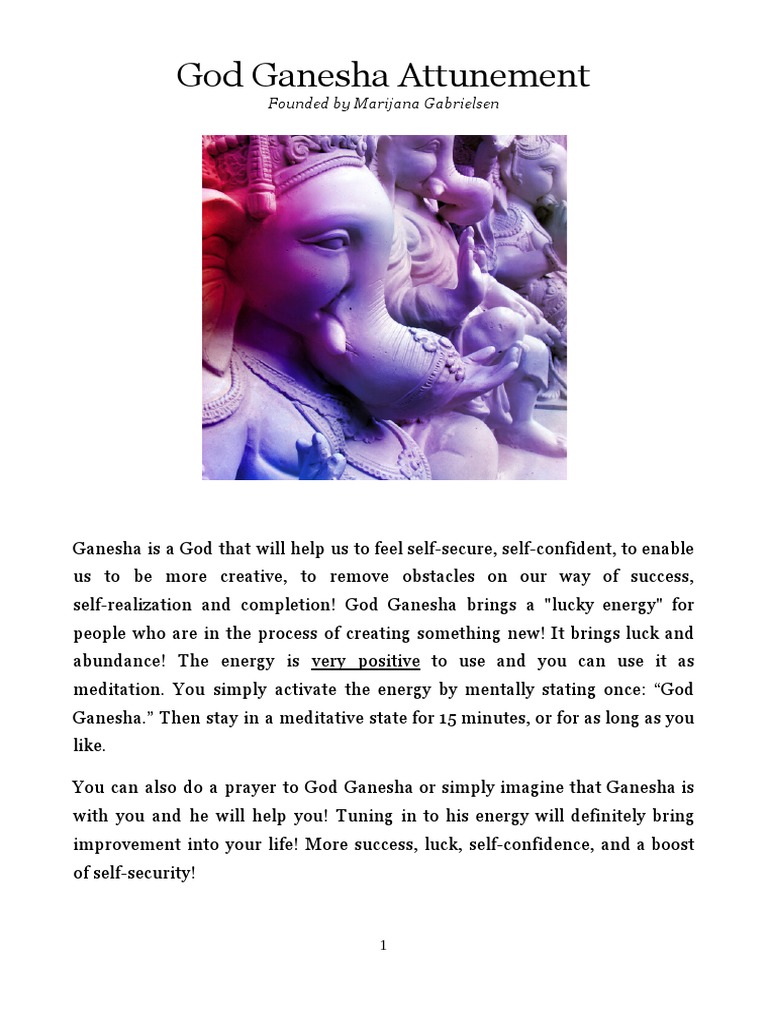 God Ganesha Attunement: Founded by Marijana Gabrielsen | PDF