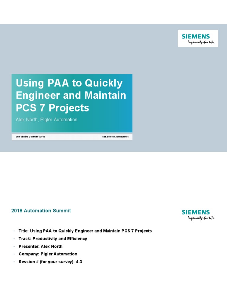 Using PAA To Quickly Engineer and Maintain PCS 7 Projects: Alex North ...