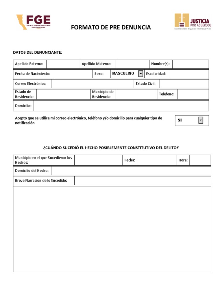 Formato Pre Denuncia FGE | PDF