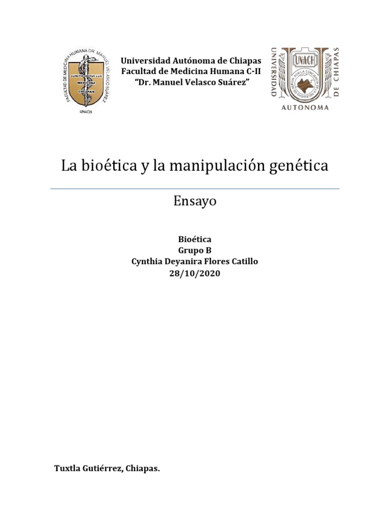 Ensayo bioética y la manipulación genética | PDF | Clonación | Ingeniería genética