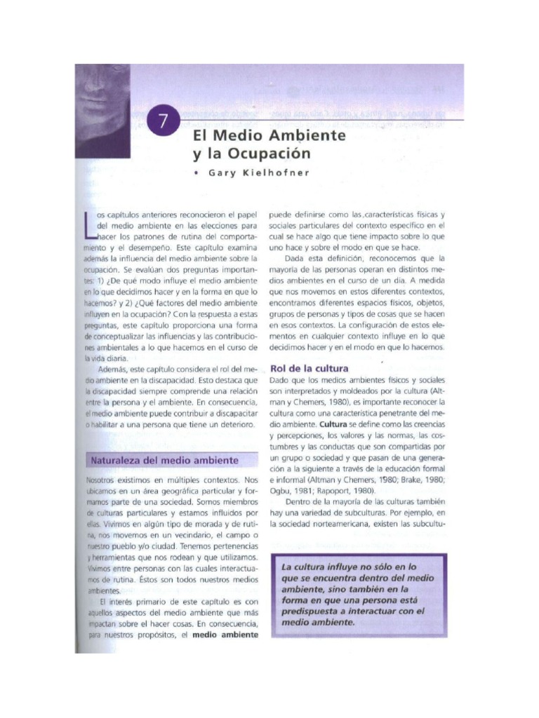 Kielhofner, G. MOHO. Cap. 7 | PDF