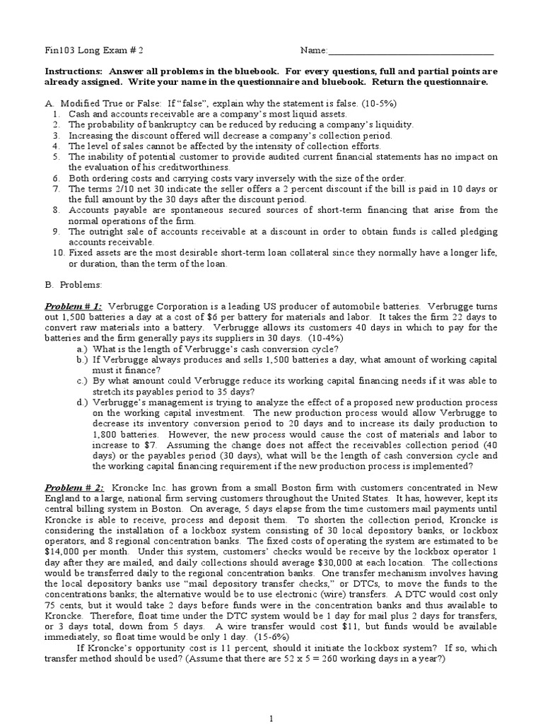 Fin103 LT2 2004 - JTA-1 | PDF | Factoring (Finance) | Interest