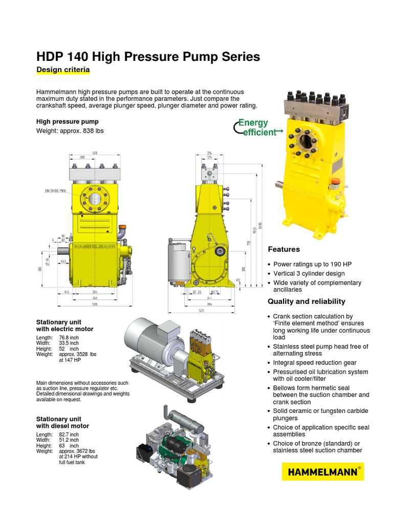 HDP 140 High Pressure Pump Series: Design Criteria | PDF | Horsepower ...
