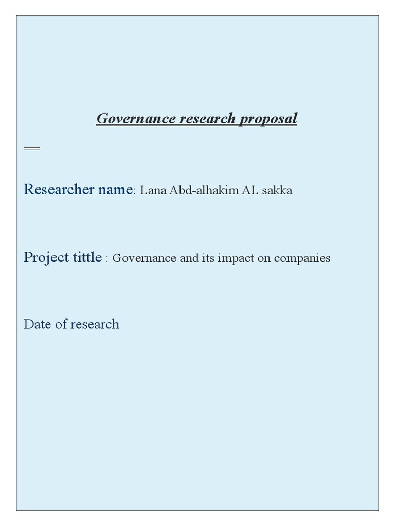 Governance Research Proposal | PDF