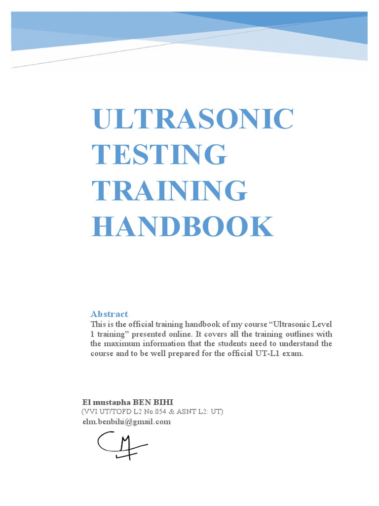 Ultrasonic Testing Training Handbook PDF | PDF | Piezoelectricity | Waves
