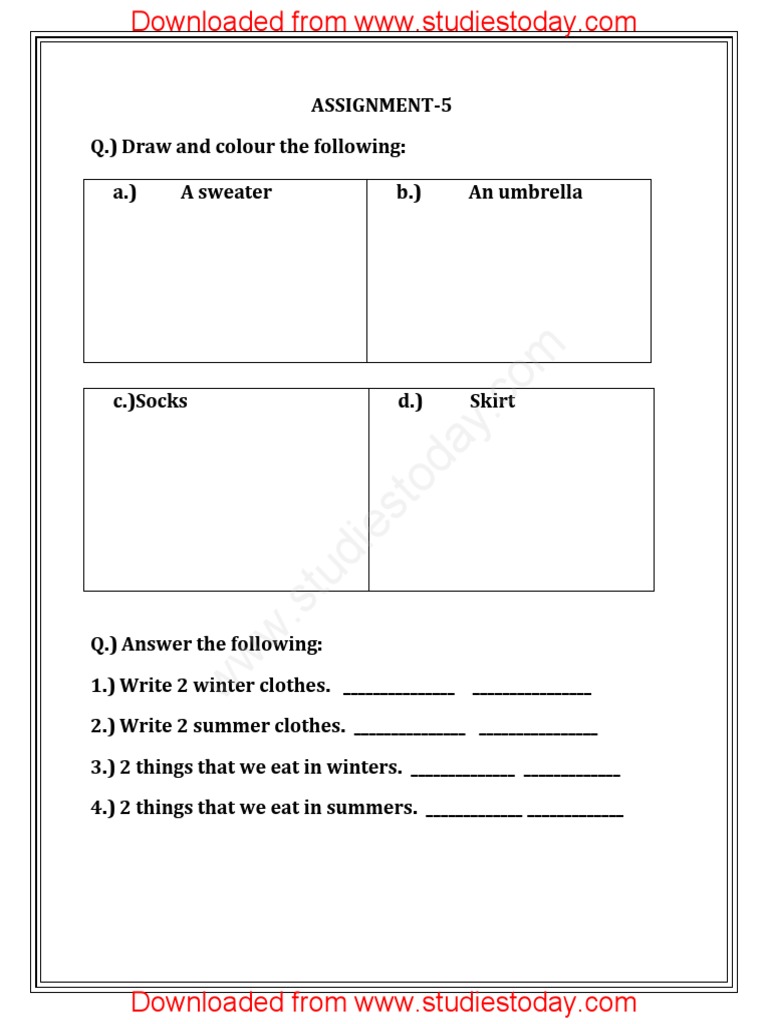 CBSE Class 2 EVS Draw and Colour Following PDF | PDF