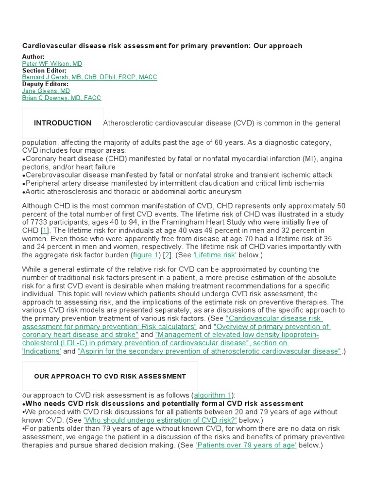 CVD Risk Assessment for Primary Prevention | PDF | Cardiovascular ...