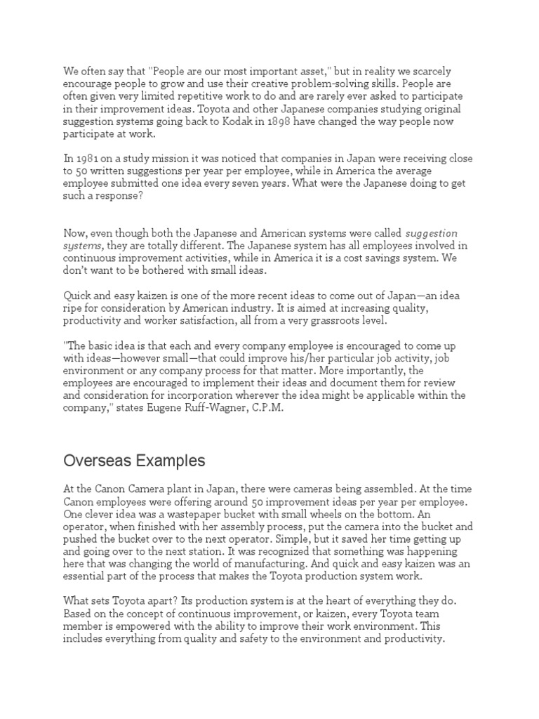 Quick and Easy Kaizen | PDF | Employment | Business