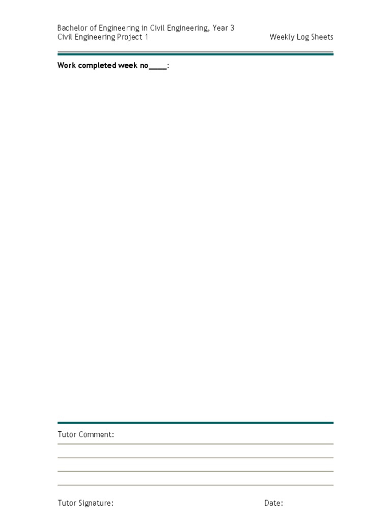 Weekly Log Sheets Template 20-21 | PDF