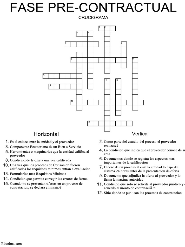 Crucigrama Fase Precontractual PDF | PDF