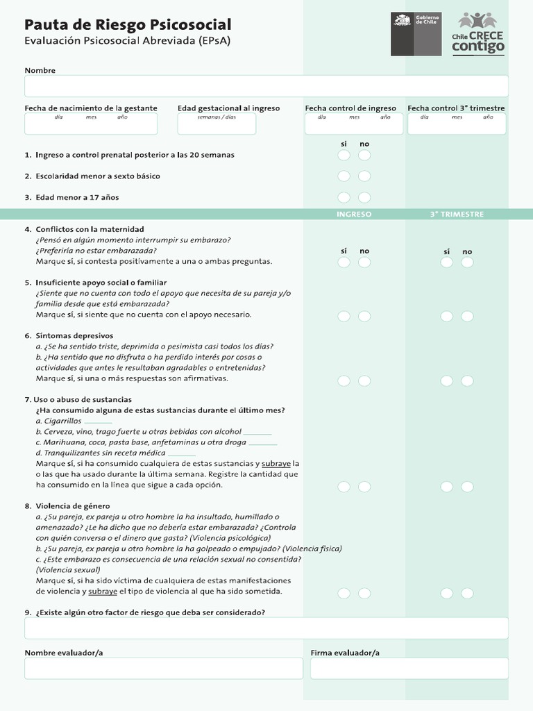 EPSA ABREVIADA Pauta-de-Riesgo-Psicosocial PDF | PDF