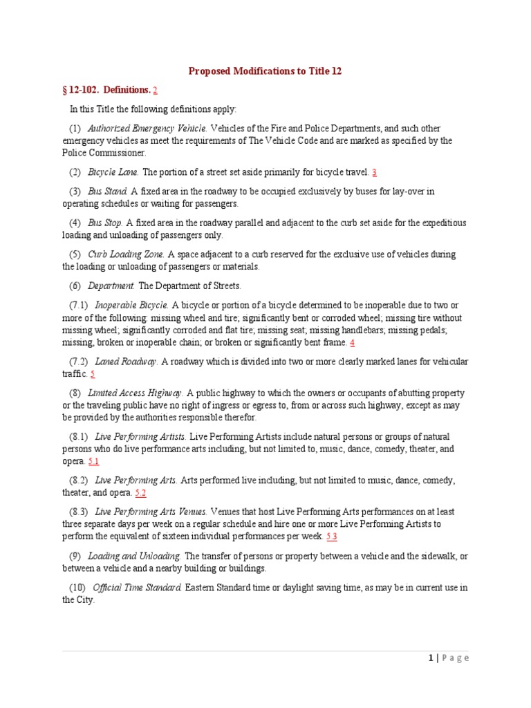 Proposed Modifications To Title 12 | PDF | Traffic | Vehicles