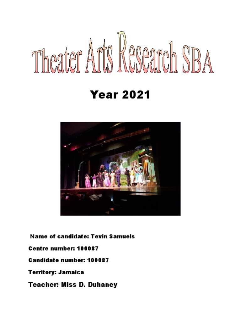 Theatre Arts Research SBA Cover Page | PDF