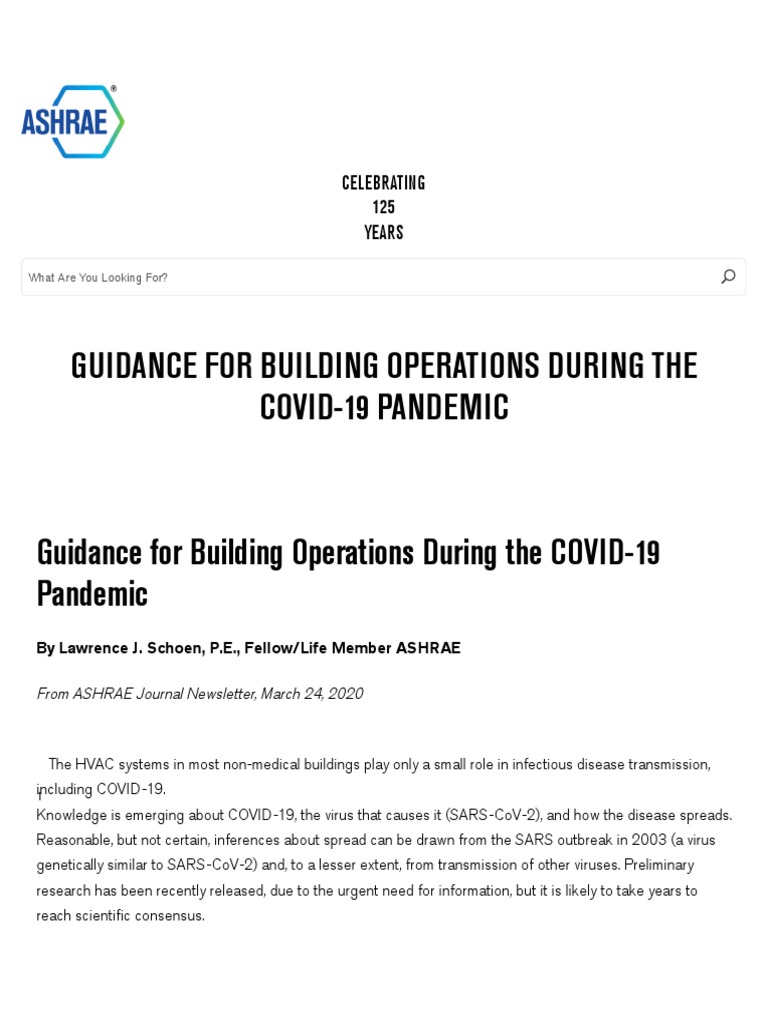Guidance For Building Operations During The COVID-19 Pandemic | PDF ...