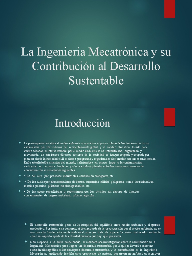 La Ingeniería Mecatrónica y Su Contribución Al Desarrollo Sustentable | PDF | Desarrollo ...