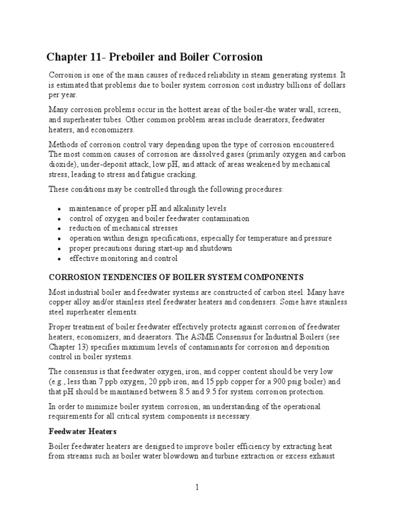 Chapter 11 - Preboiler and Boiler Corrosion | PDF | Corrosion | Boiler