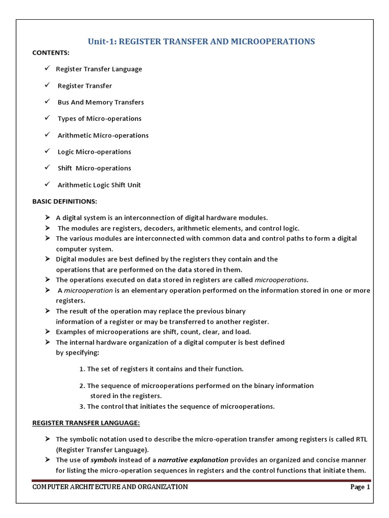 Register Transfer and Microoperations | Download Free PDF | Logic Gate ...