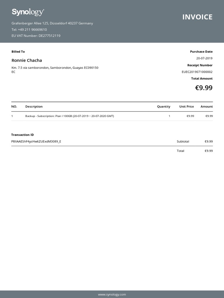 EVIDENCIA-pago Synology | PDF