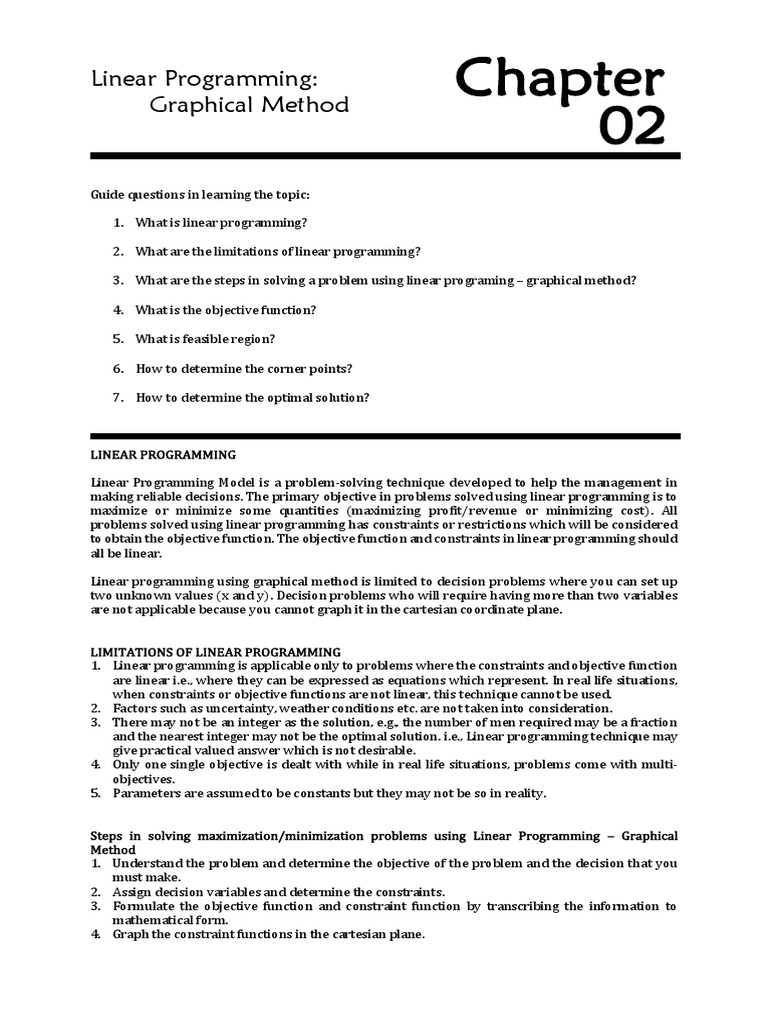 Chapter 02 Linear Programming Graphical Method | PDF | Linear ...