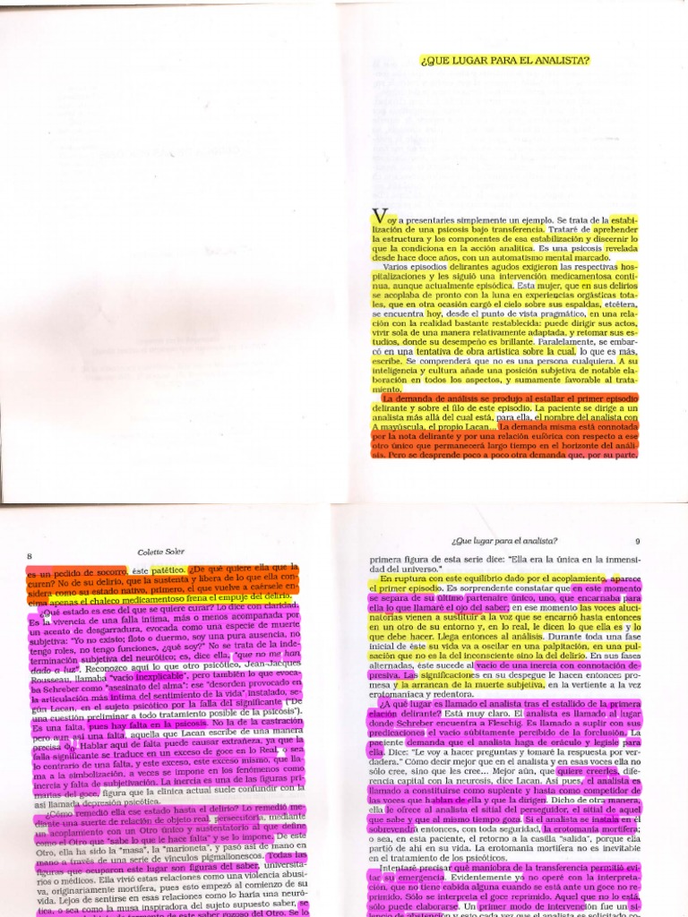 Soler, Colette - Que Lugar para El Analista | PDF | Psicosis | Jacques ...