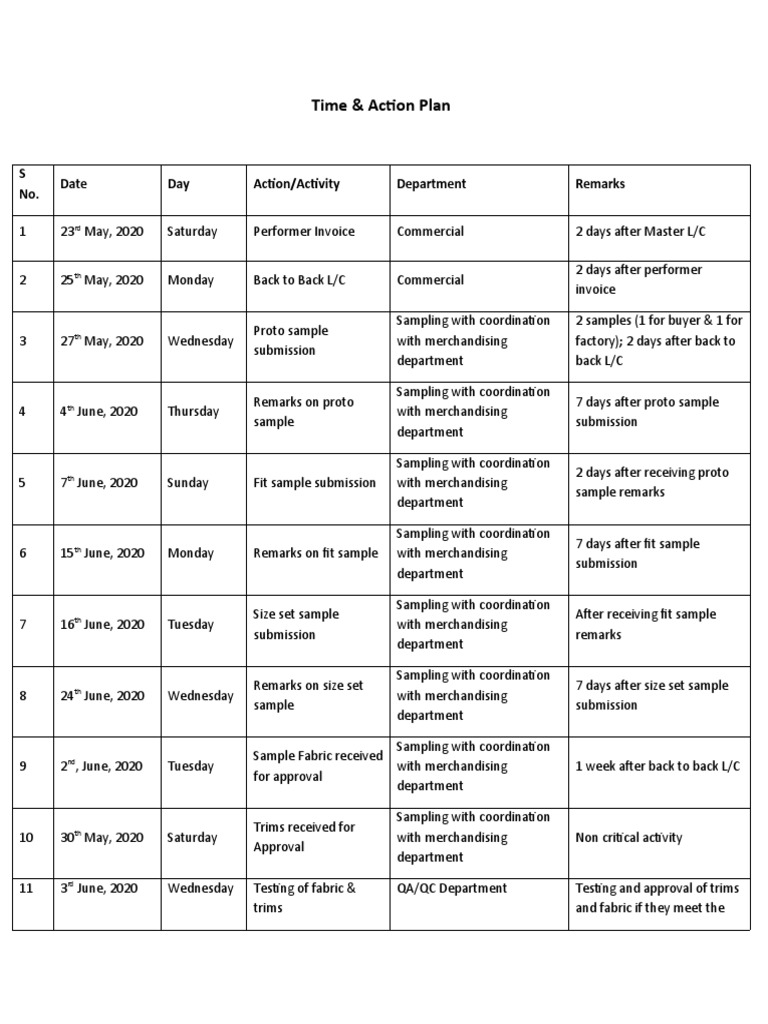 Time & Action Plan | PDF