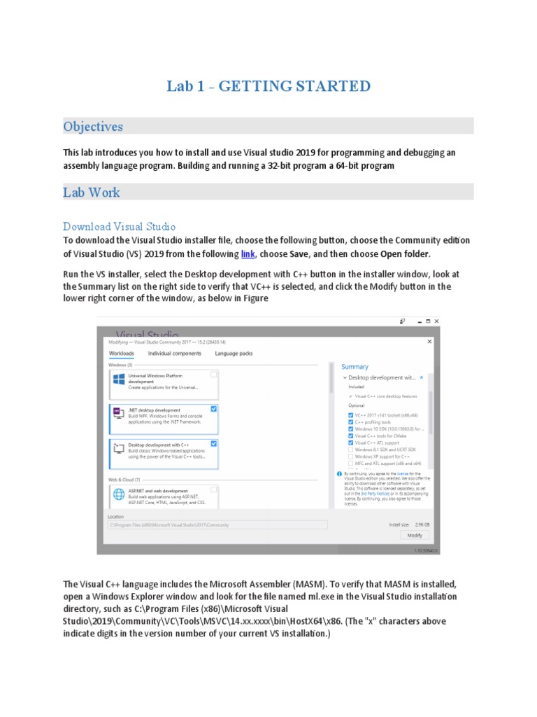 Lab 01 Getting Started Pdf Microsoft Visual Studio 64 Bit