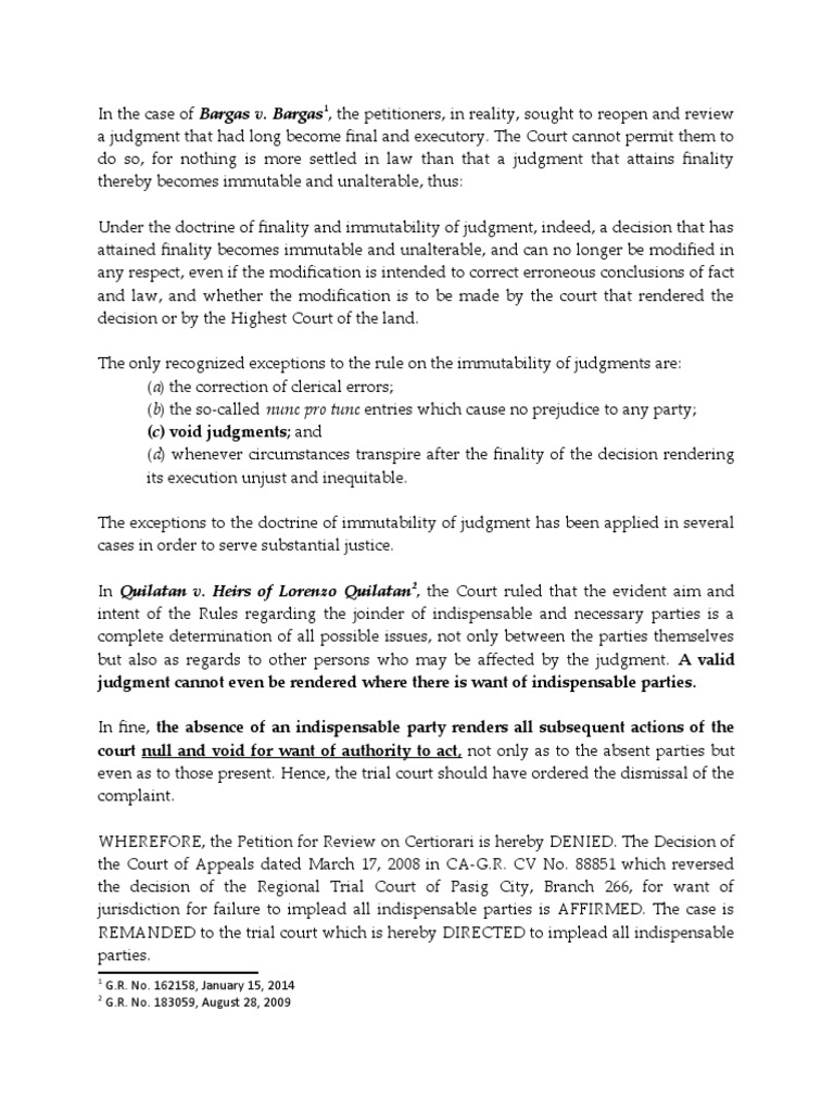 (C) Void Judgments And:, The Court Ruled That The Evident Aim and | PDF