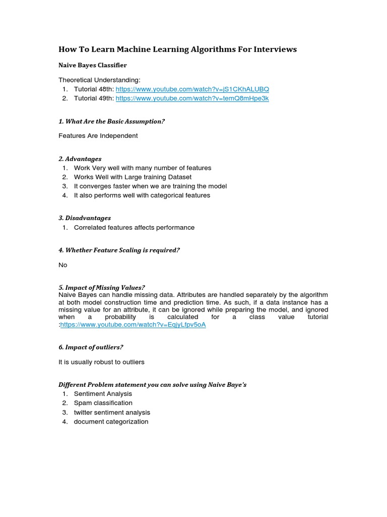 How To Learn Machine Learning Algorithms For Interviews | PDF ...