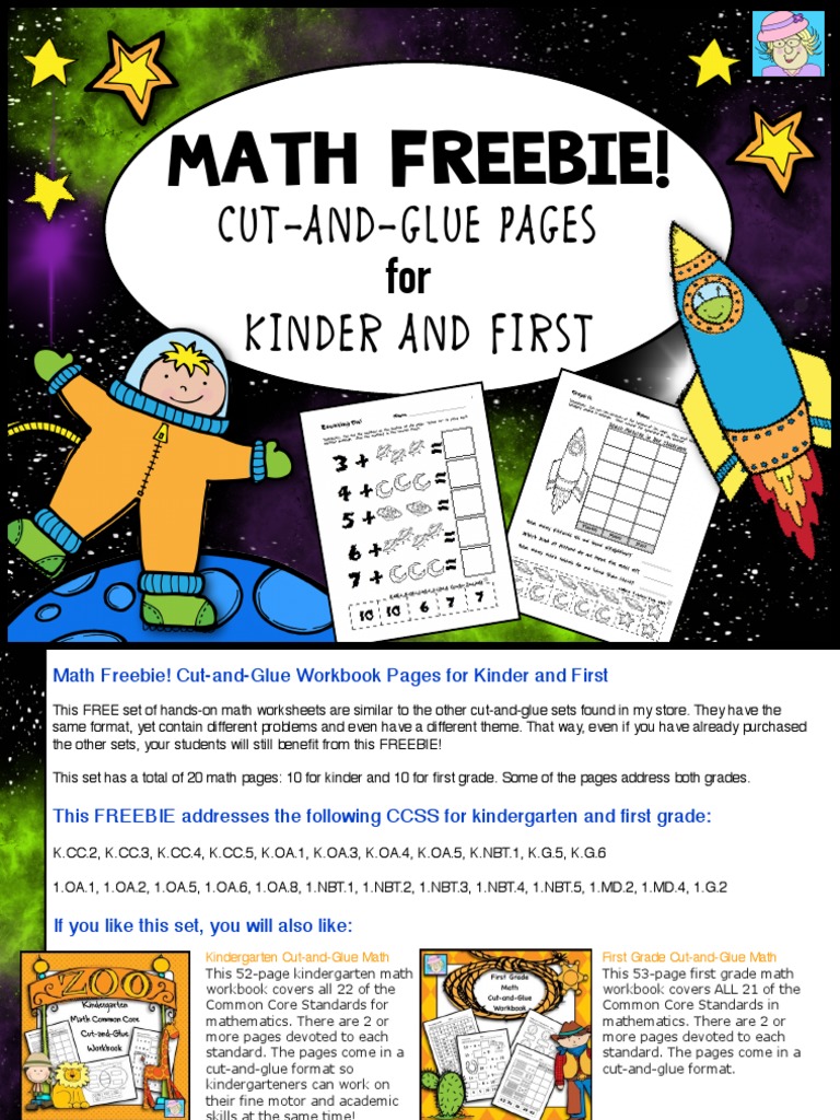 Math Freebie!: Cut-And-Glue Pages Kinder and First | PDF | Common Core ...