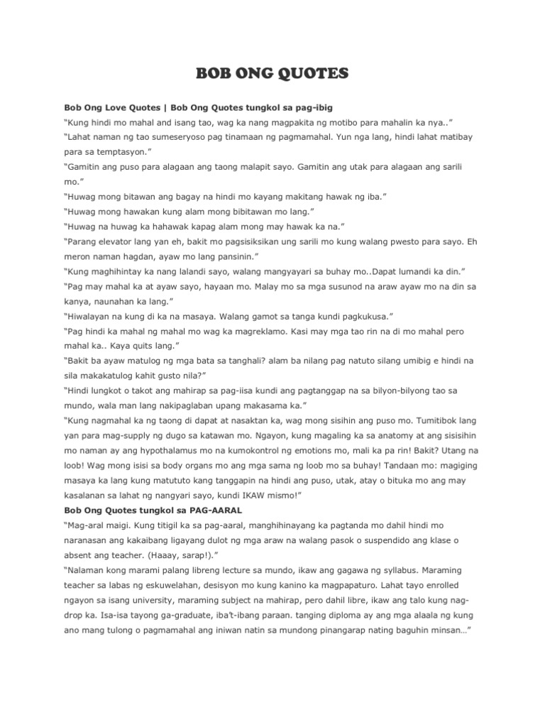 Bob Ong Love Quotes Tagalog 2016